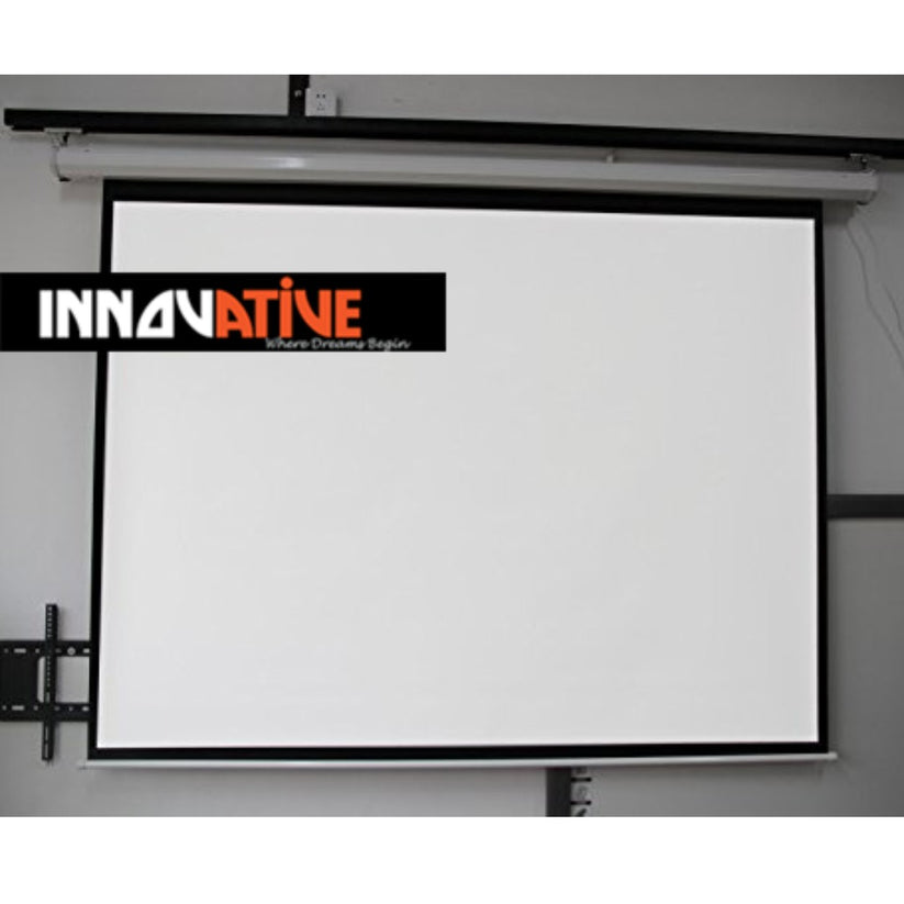 Motorized Electric White Projector Screen • 84" / 100" / 120"