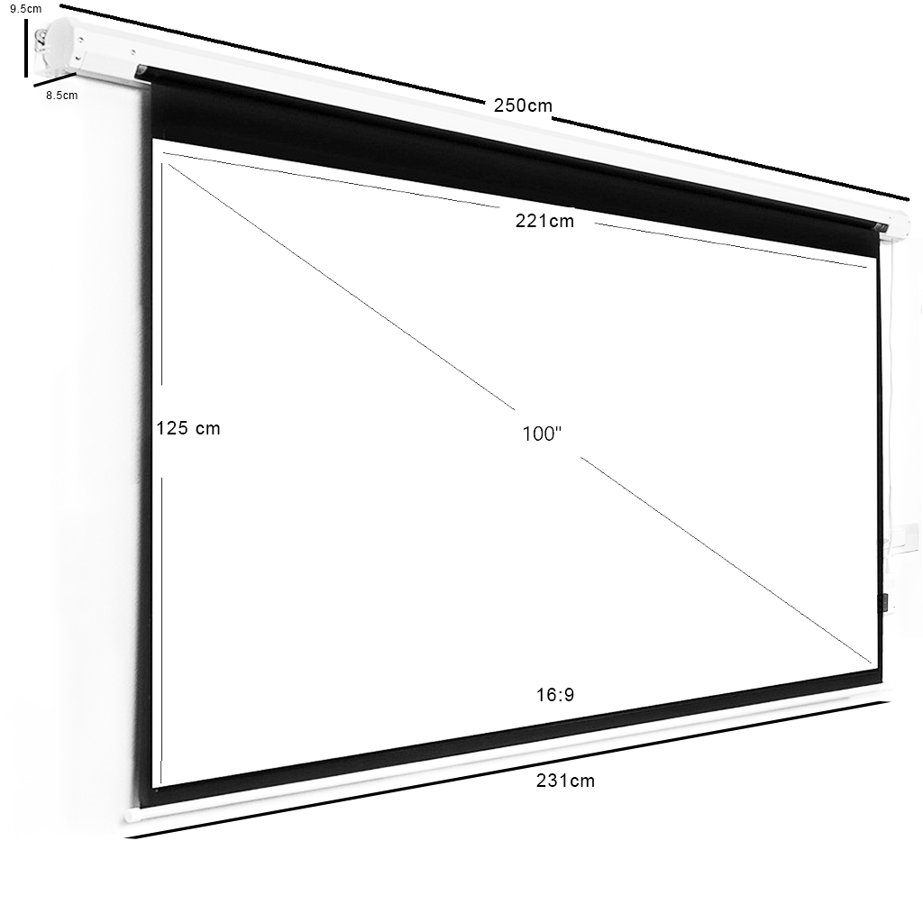 Motorized Electric White Projector Screen • 84" / 100" / 120 ...