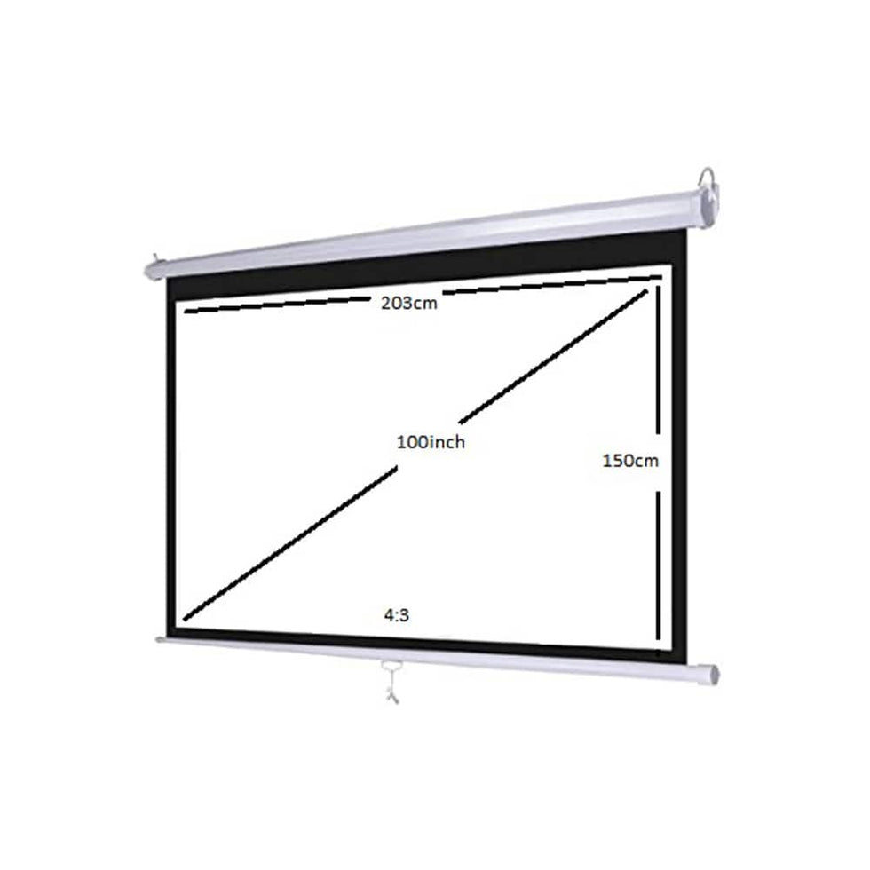 Manual Pull-Down White Projector Screen • 80" / 100" / 120 ...